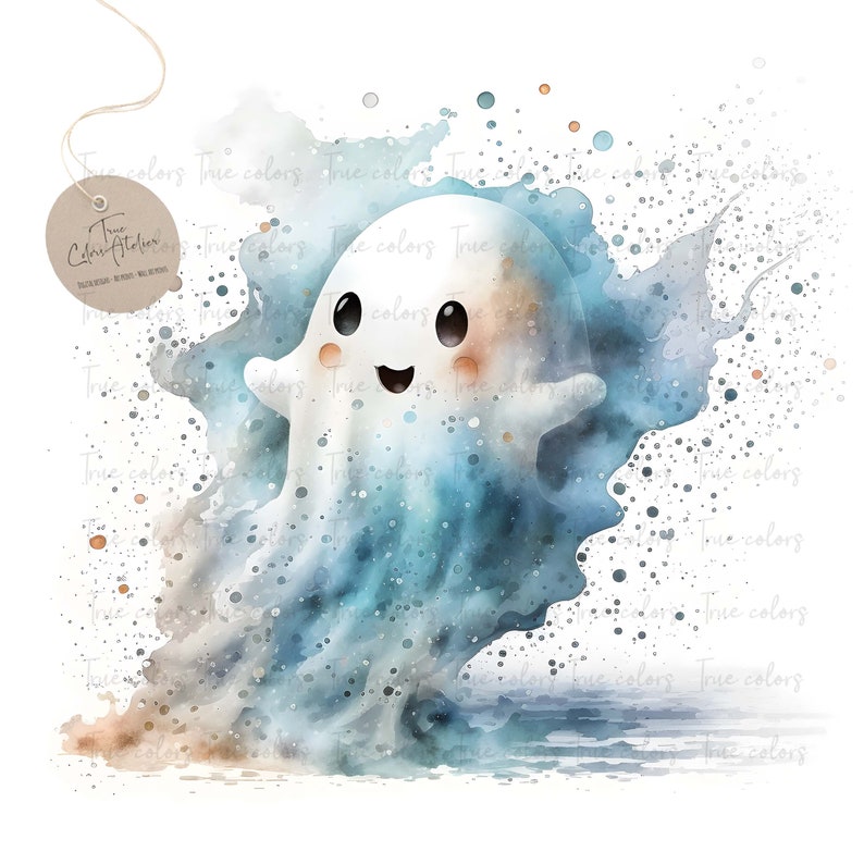 Cute Baby Ghost Clipart PNG Watercolor Cute Halloween - Etsy