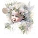 Litlle Angel Print Angel in Flowers Angel Watercolor Child Angels ...