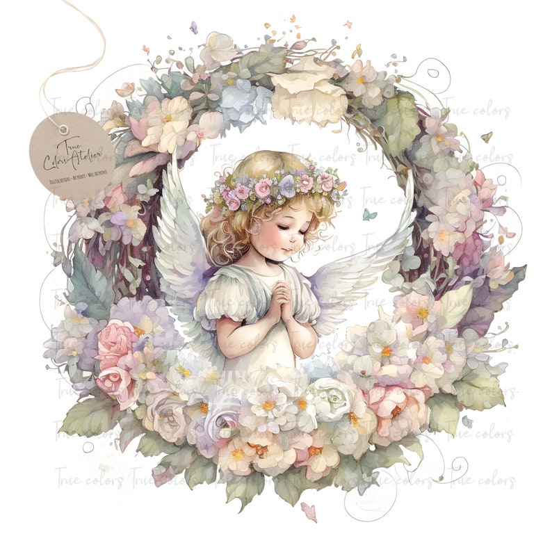 Pastel Angels Illustration Clipart Set PNG Litlle Angel Print Angel ...