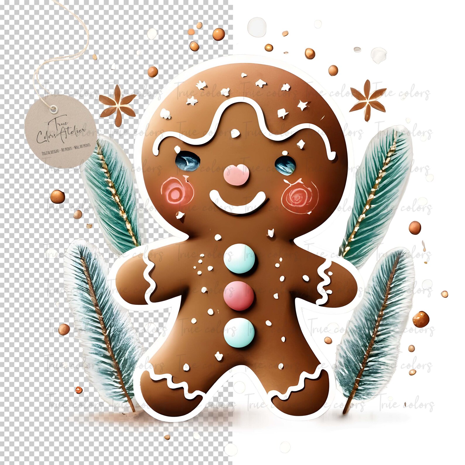 Gingerbread Man Clipart Commercial Use High Quality PNG Digital ...