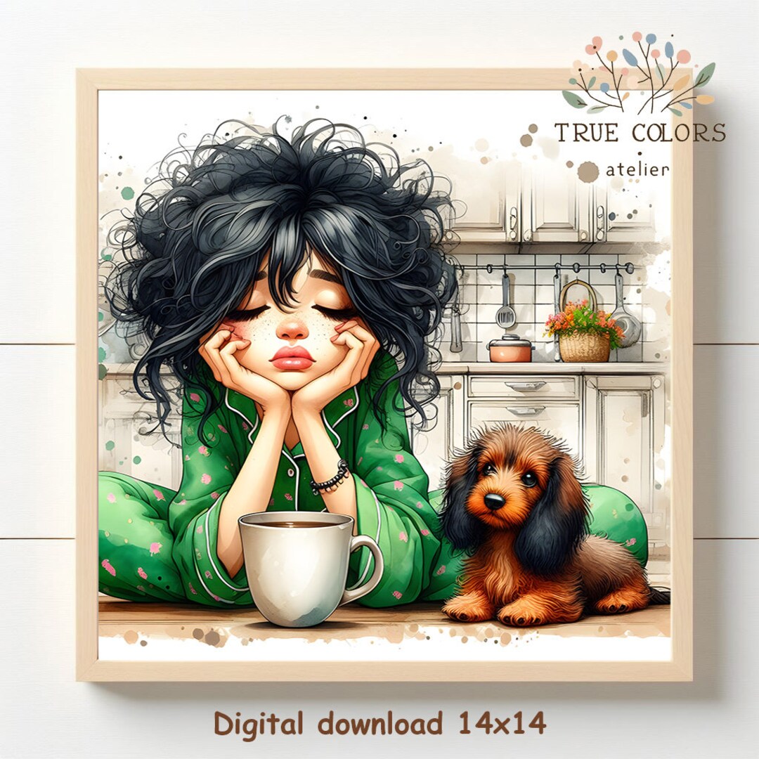 Whimsical Mornings Dachshund Coffee Scene Morning Routine Coffee Lover ...