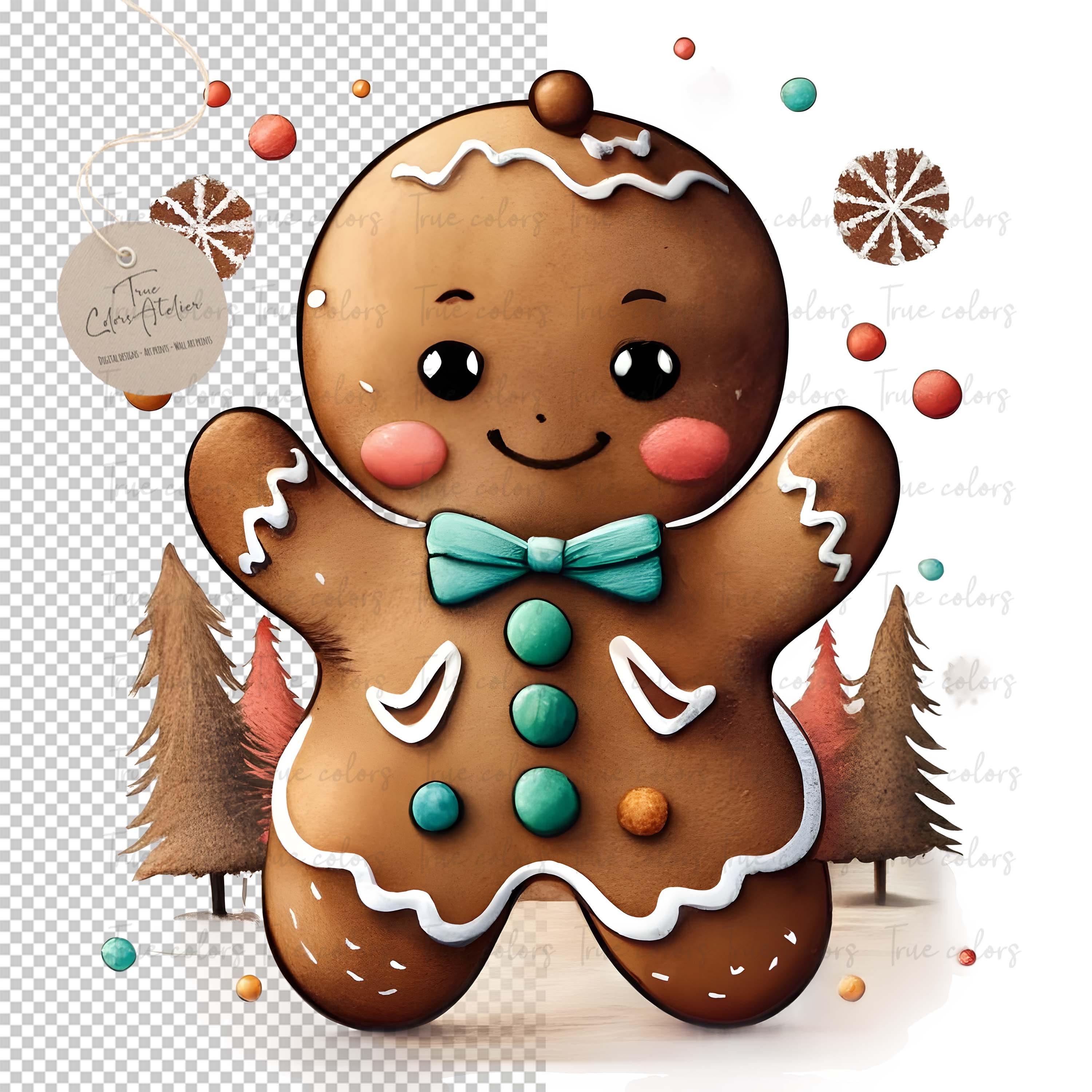 Gingerbread Man Clipart Commercial Use High Quality PNG Digital ...
