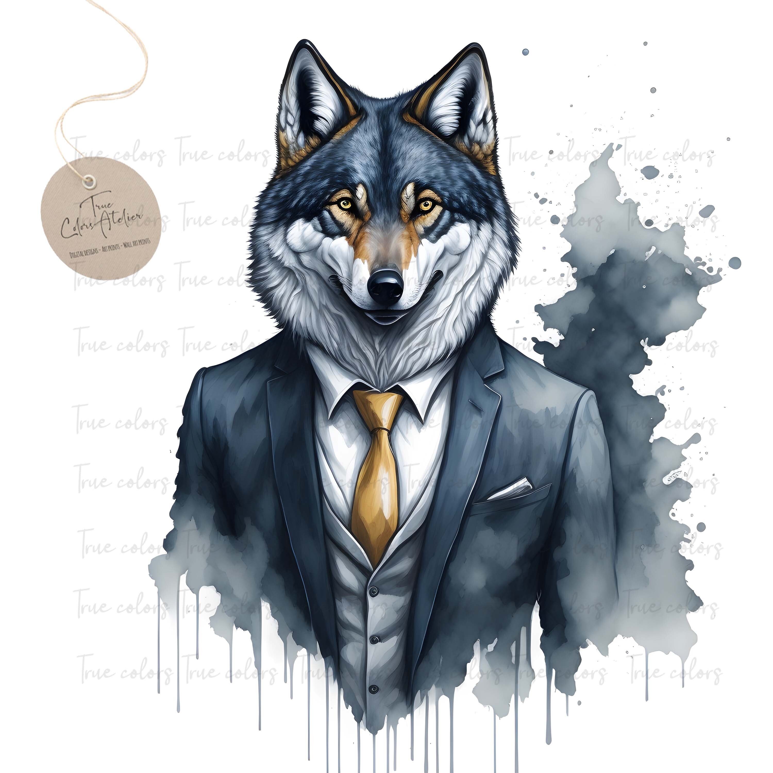 Animal in Suits Clipart PNG Watercolor Animals Sublimation Animals in ...