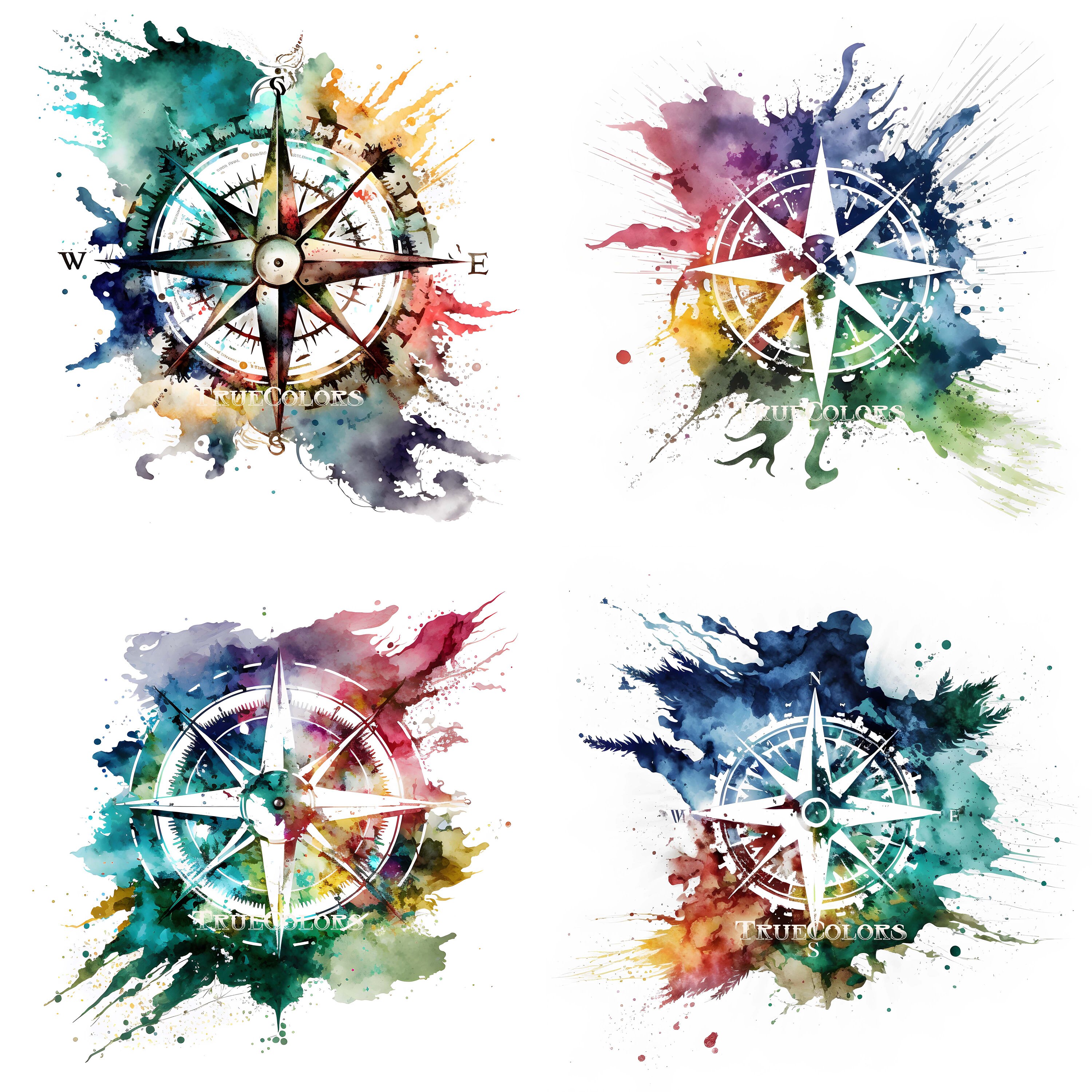 Nautical Compass PNG Watercolor Watercolor Compasses Compass Clipart ...