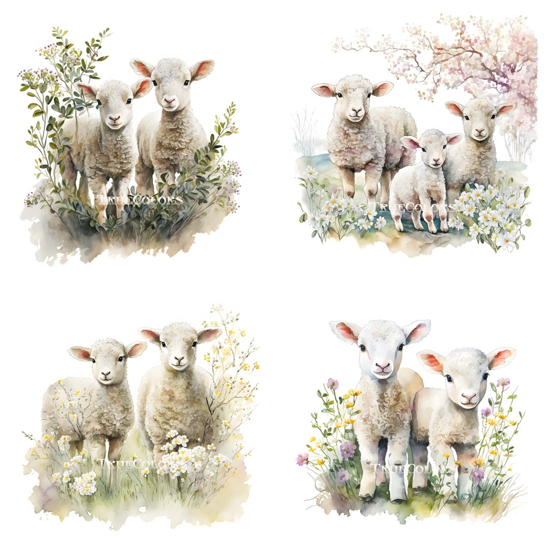 Lamb Watercolor Lamb Clipart Cute Lamb Clipart Watercolor Clipart ...