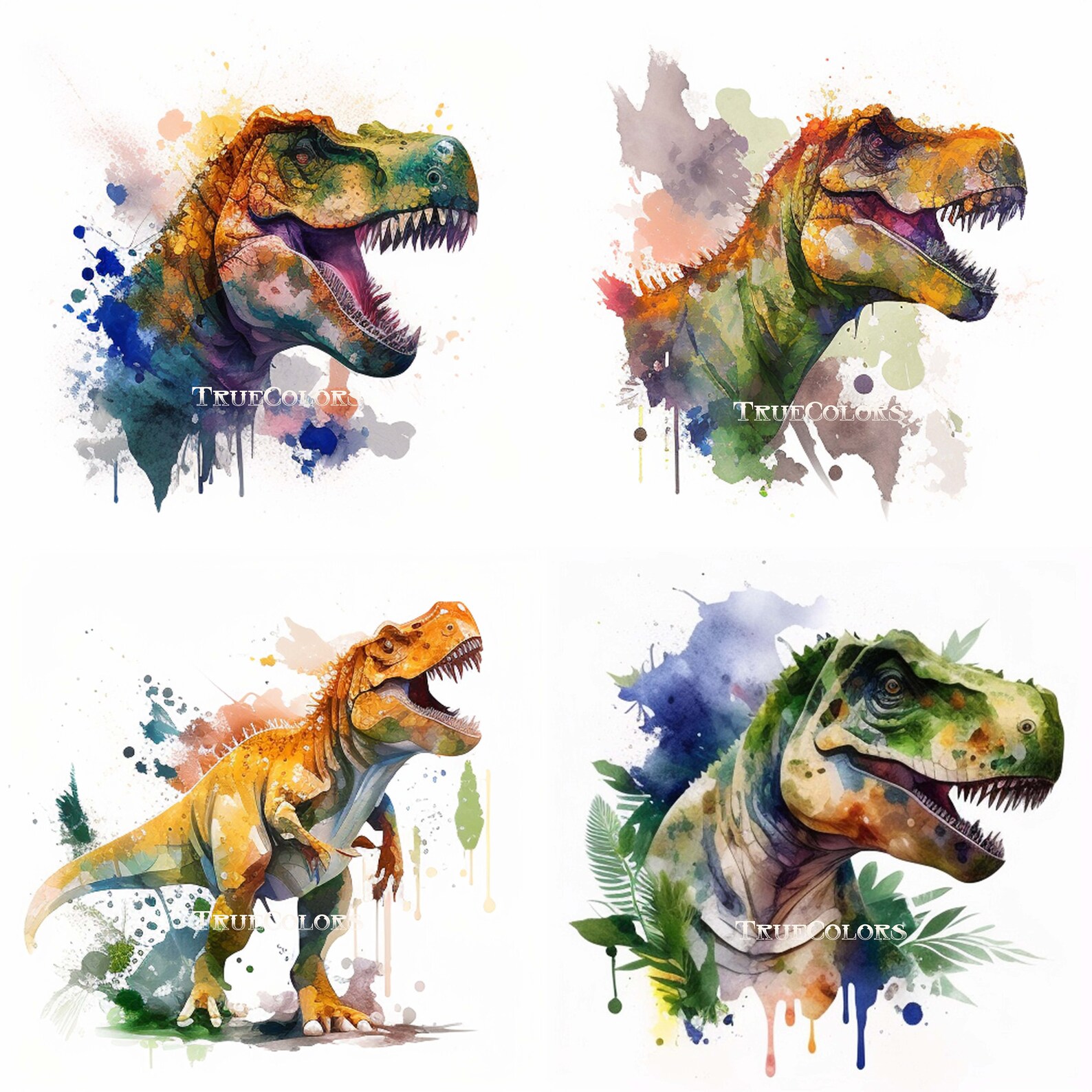 Tyrannosaurus Watercolor,t Rex Art,tyrannosaurus Clipart, Tyrannosaurus ...