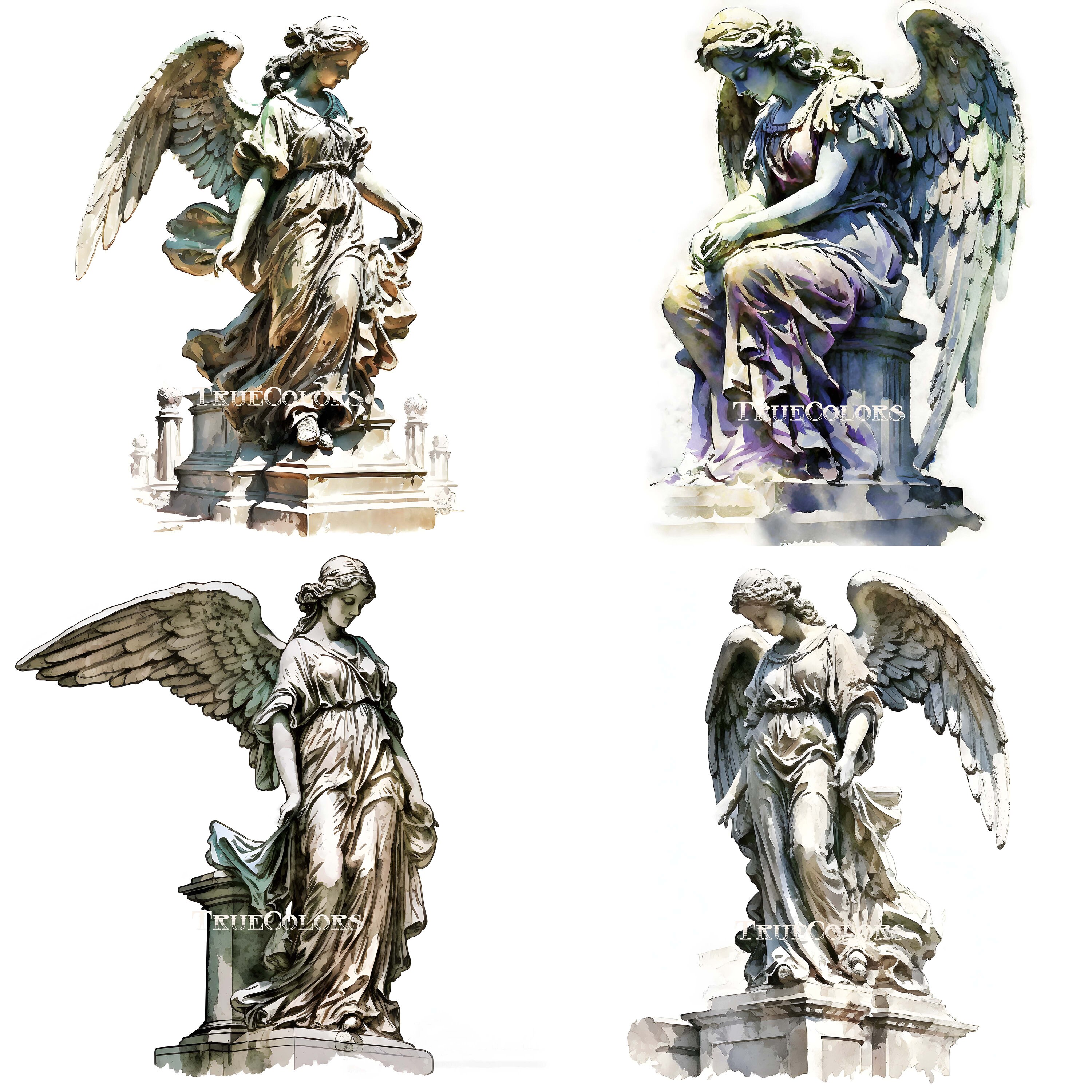 Angel Statue Watercolor Angel Statues Clipart Angel Statue PNG - Etsy