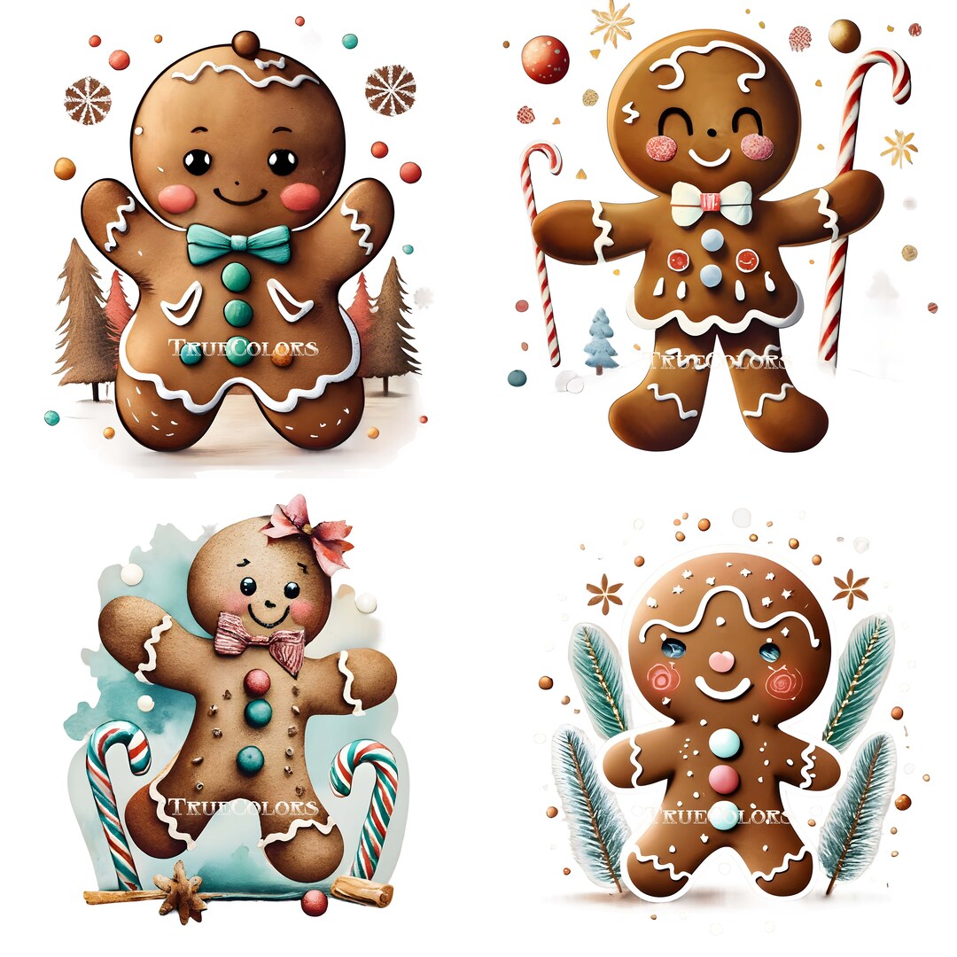Gingerbread Man Clipart Commercial Use High Quality PNG Digital ...