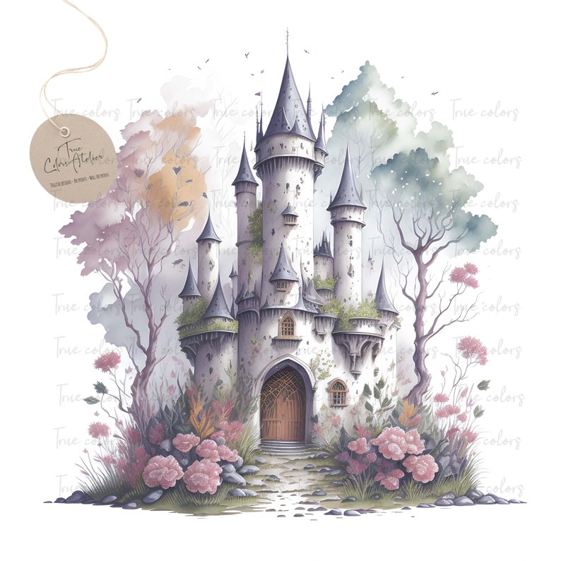 Princess Castle Clipart PNG Watercolor Sublimation,fairy Castles ...