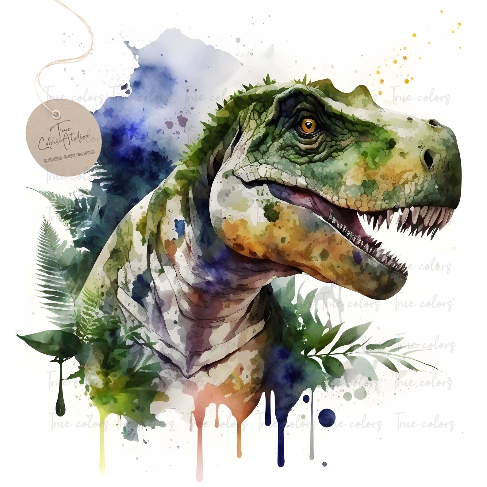 Tyrannosaurus Watercolor,t Rex Art,tyrannosaurus Clipart, Tyrannosaurus ...
