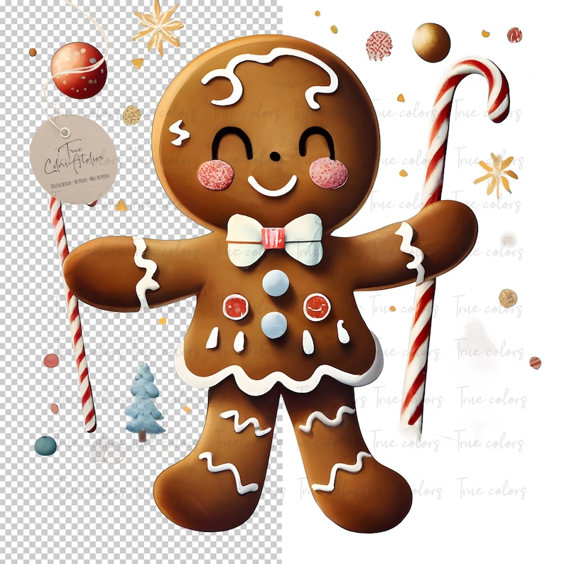 Gingerbread Man Clipart Commercial Use High Quality PNG Digital ...