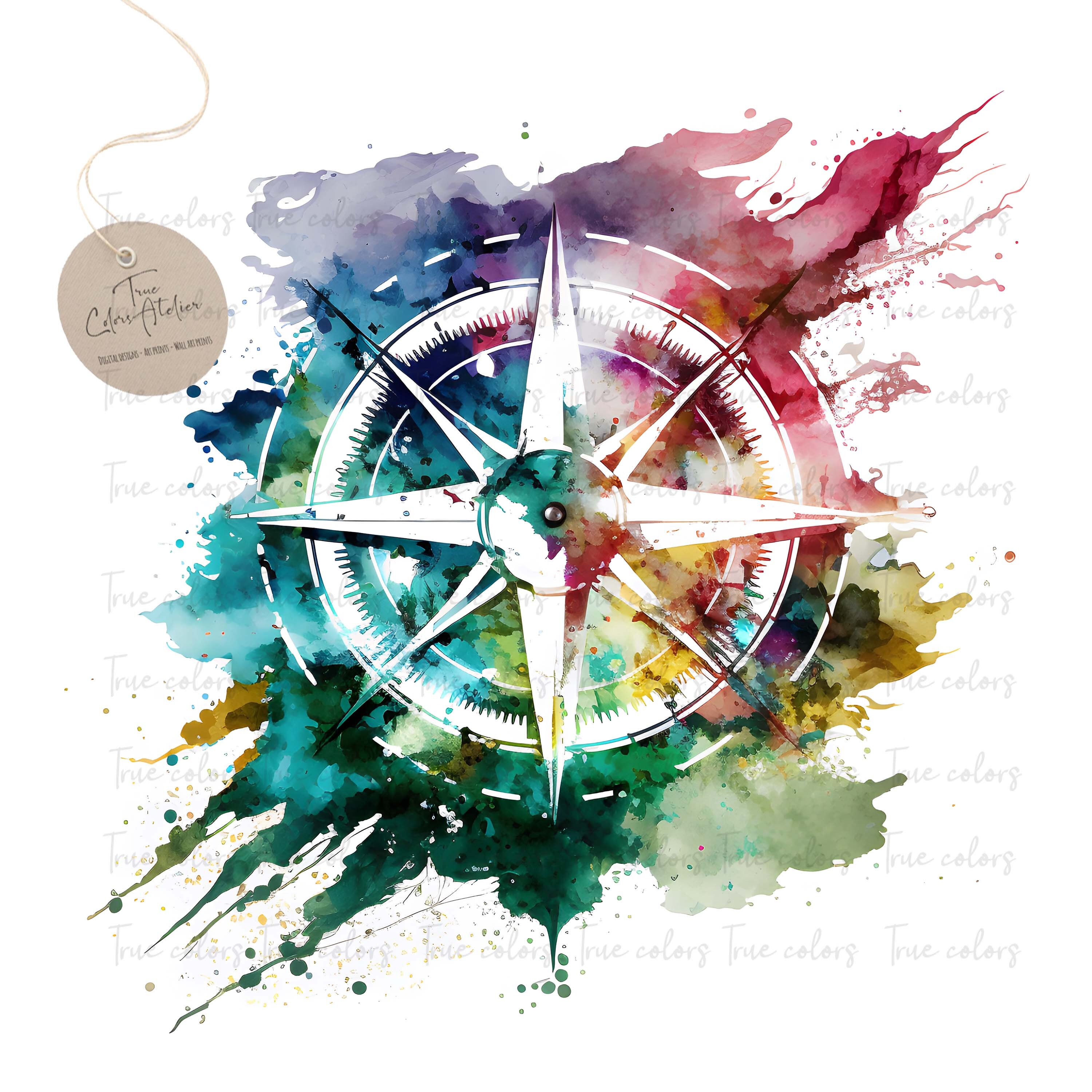 Nautical Compass PNG Watercolor Watercolor Compasses Compass Clipart ...