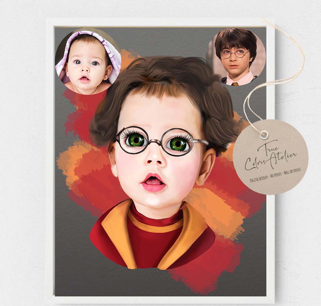 Children Caricature HP Motif Wizard Portrait Birthday Gift Wizard ...
