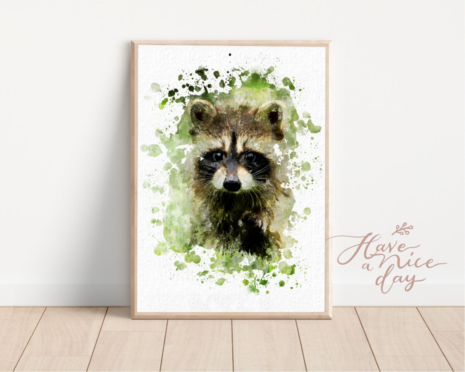 Raccoon Watercolor Painting Print Watercolor Animal Illustration Raccon ...