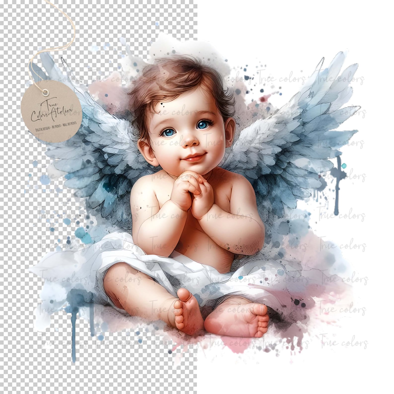 Litlle Angel Print Baby Angel Watercolor Angel Angel Baptism Angel Clip ...