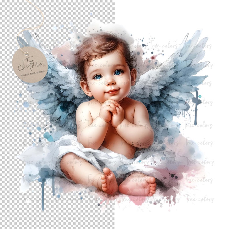Litlle Angel Print Baby Angel Watercolor Angel Angel Baptism Angel Clip ...