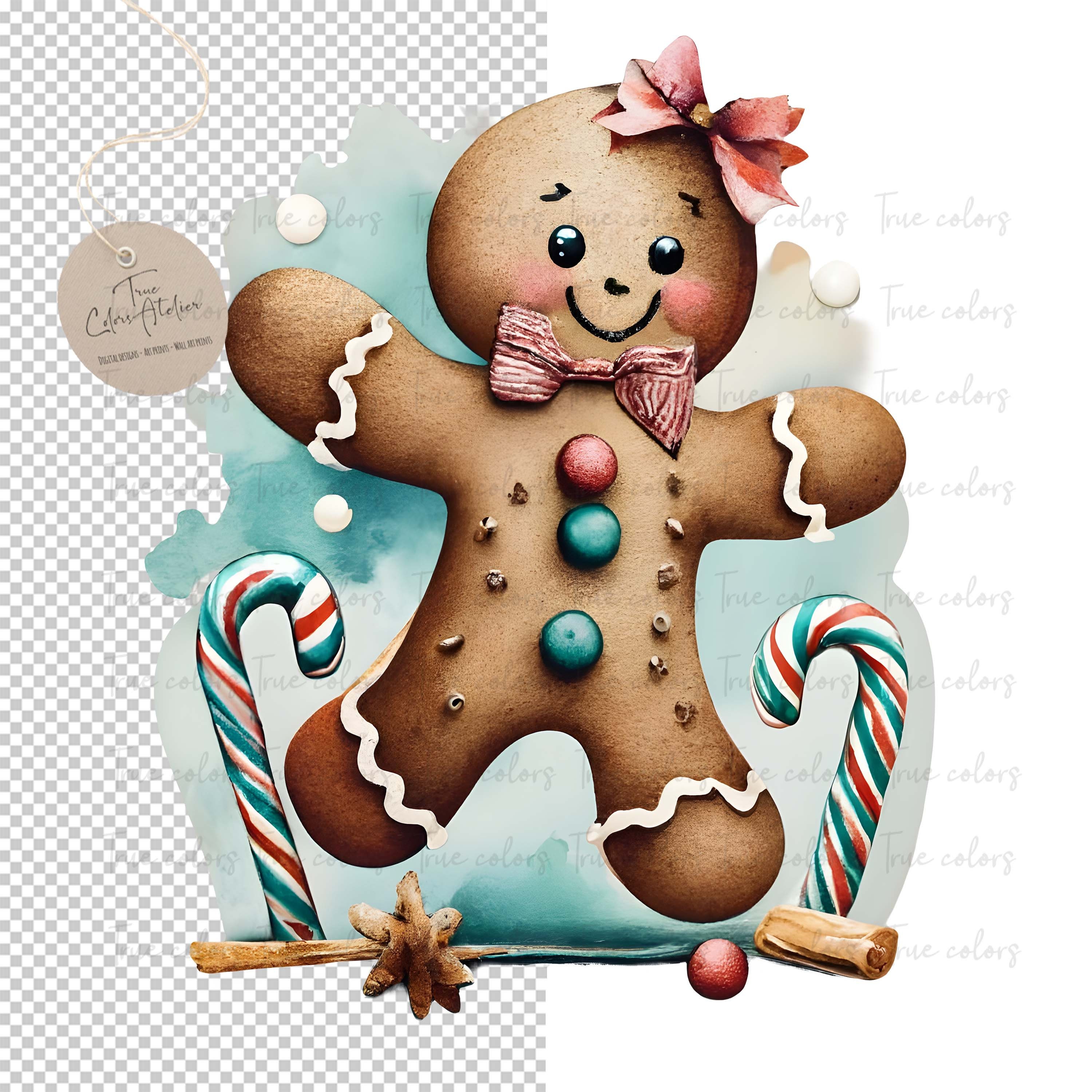 Gingerbread Man Clipart Commercial Use High Quality PNG Digital ...