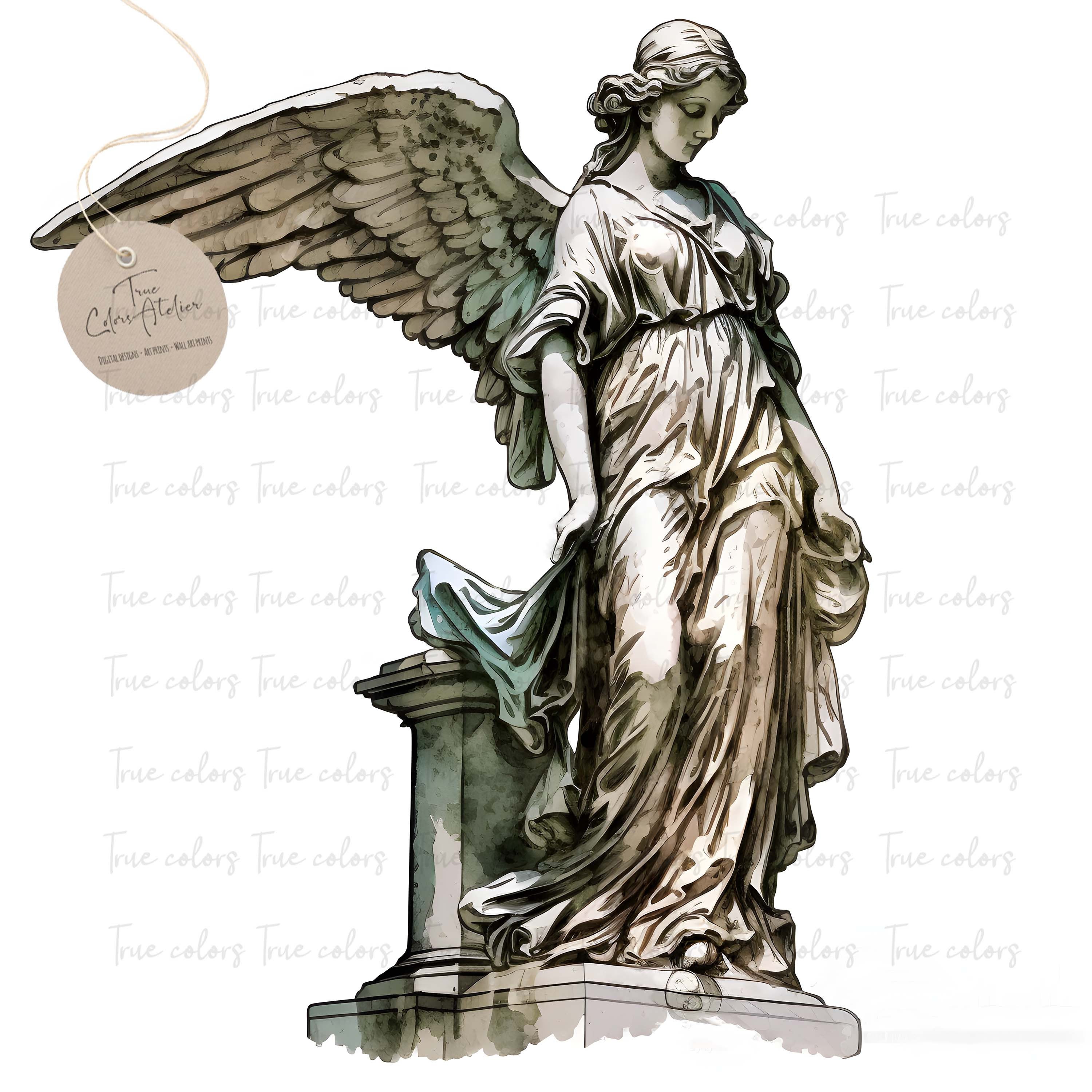 Angel Statue Watercolor Angel Statues Clipart Angel Statue PNG Format ...