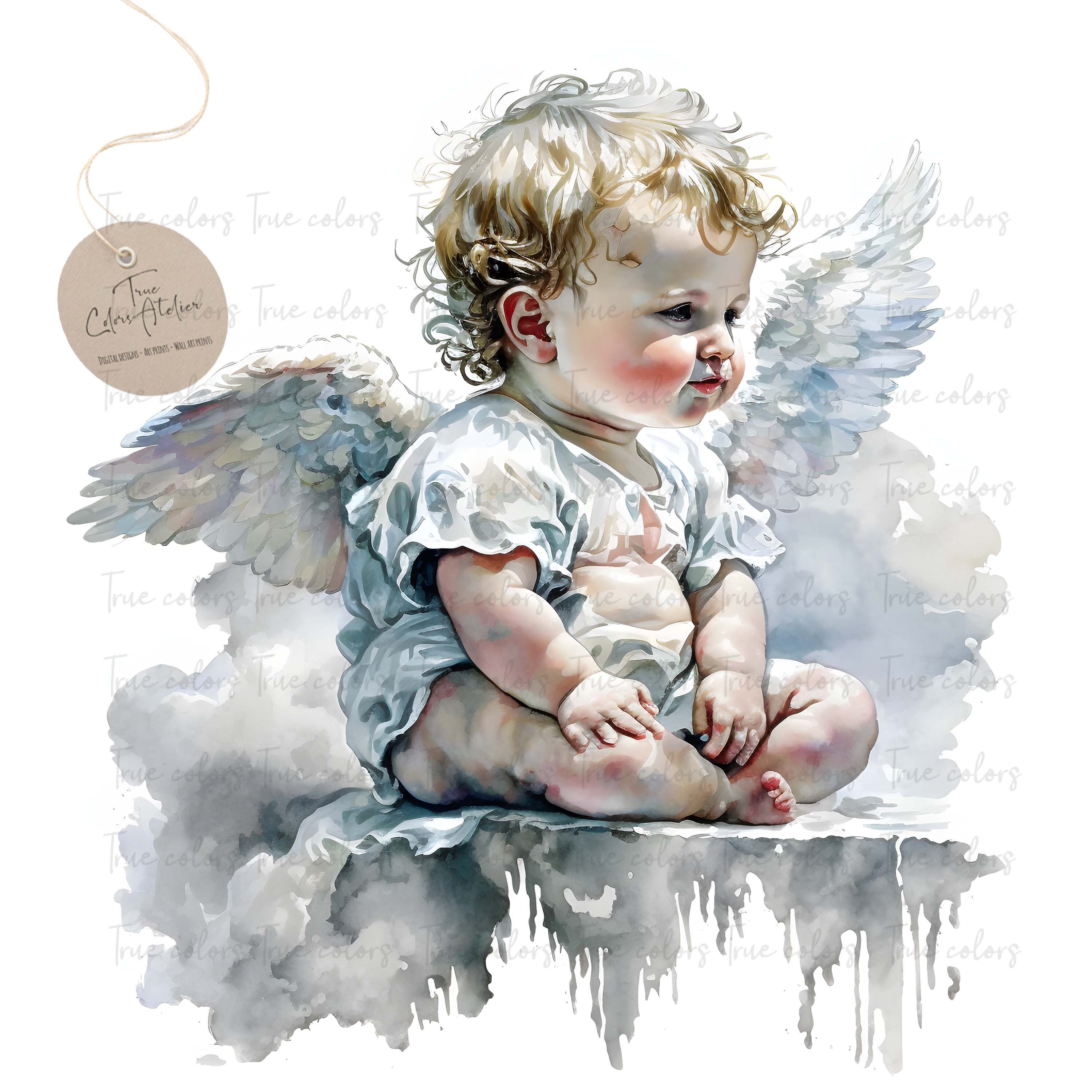 Baby Angel is Sitting on a Beautiful Cloud Baby Angel on Cloud Litlle ...