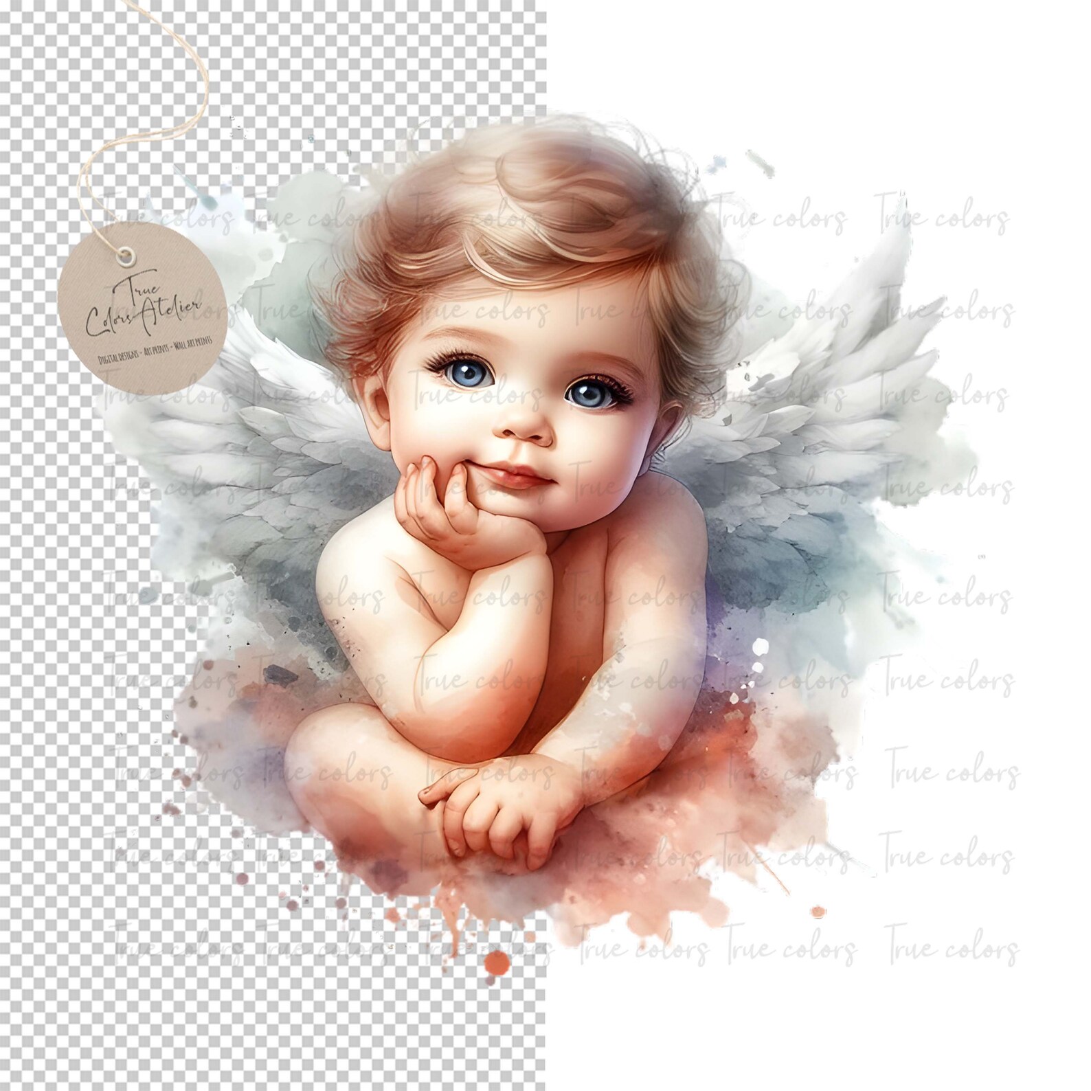 Litlle Angel Print Baby Angel Watercolor Angel Angel Baptism Angel Clip ...