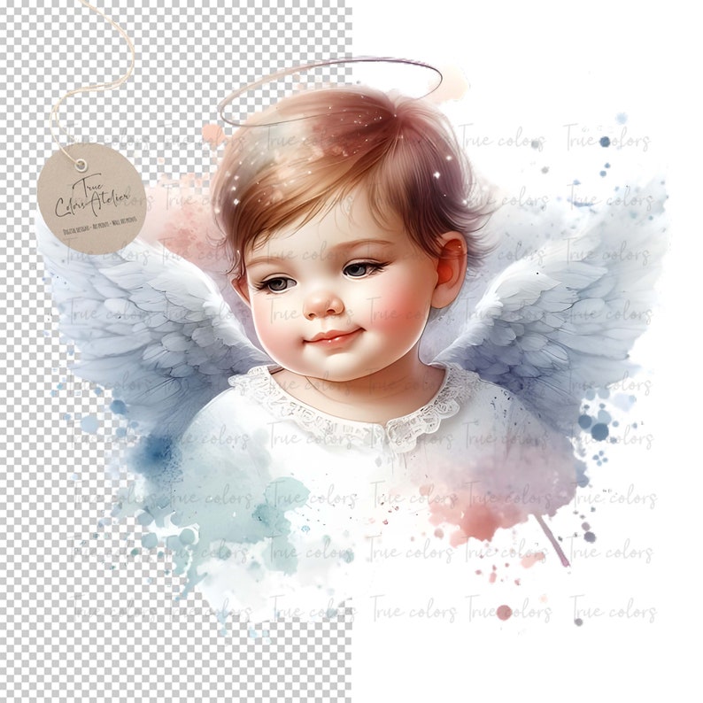 Litlle Angel Print Baby Angel Watercolor Angel Angel Baptism Angel Clip ...