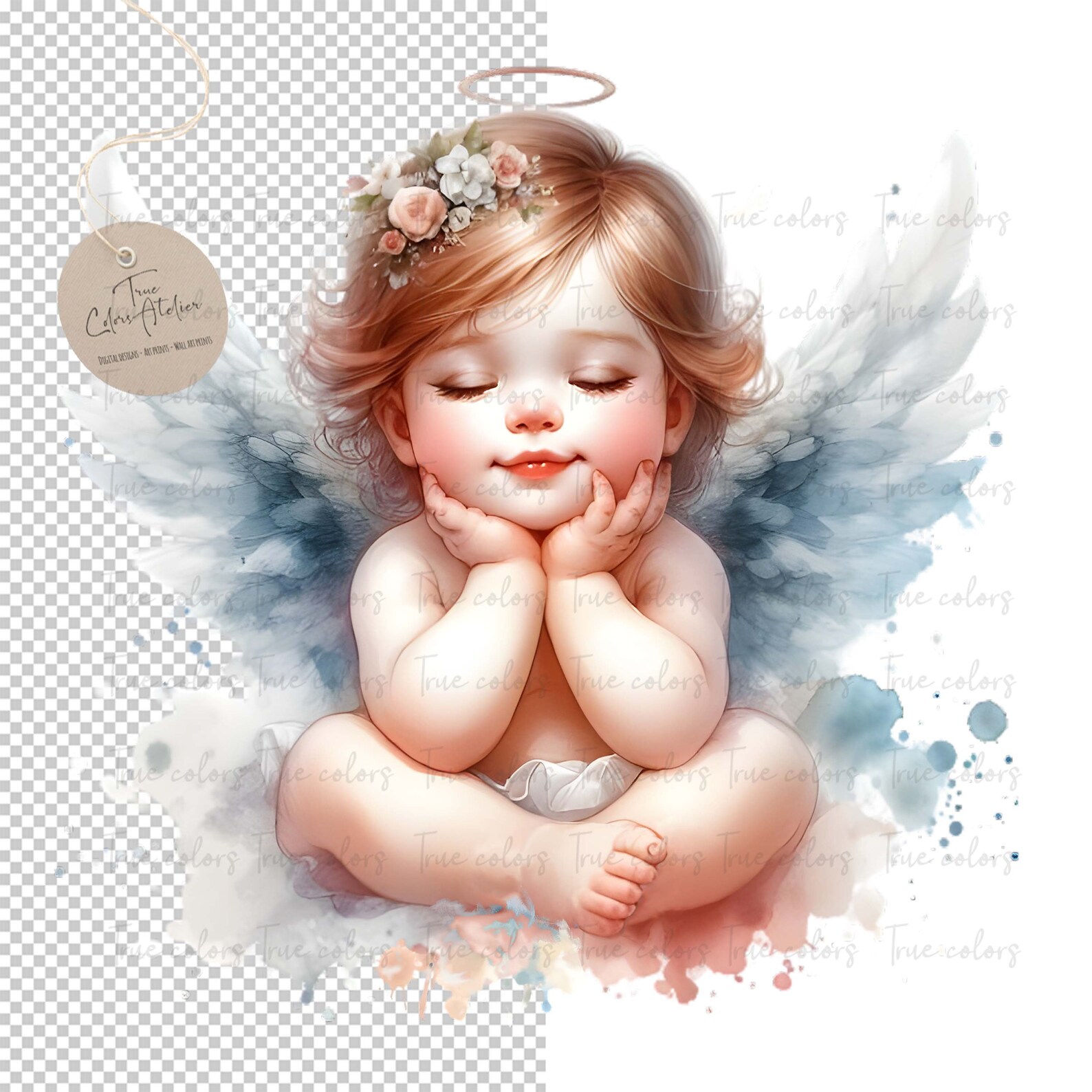 Litlle Angel Print Baby Angel Watercolor Angel Angel Baptism Angel Clip ...