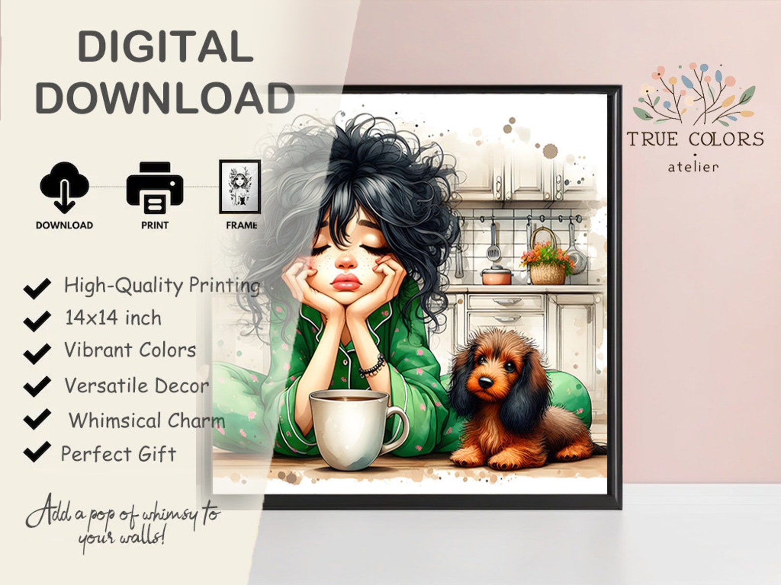 Whimsical Mornings Dachshund Coffee Scene Morning Routine Coffee Lover ...