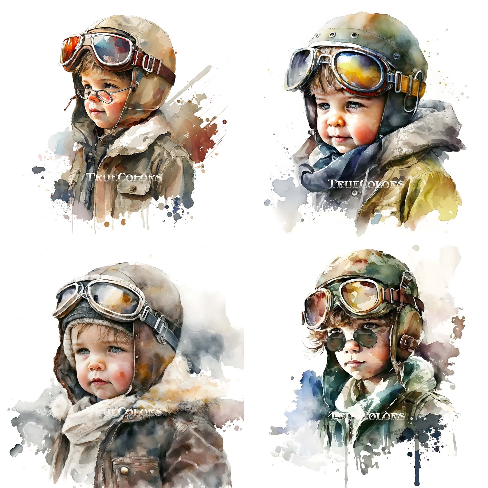 Little Aviator Pilot Boys Aviator Clipart Instant Download PNG File 300 ...