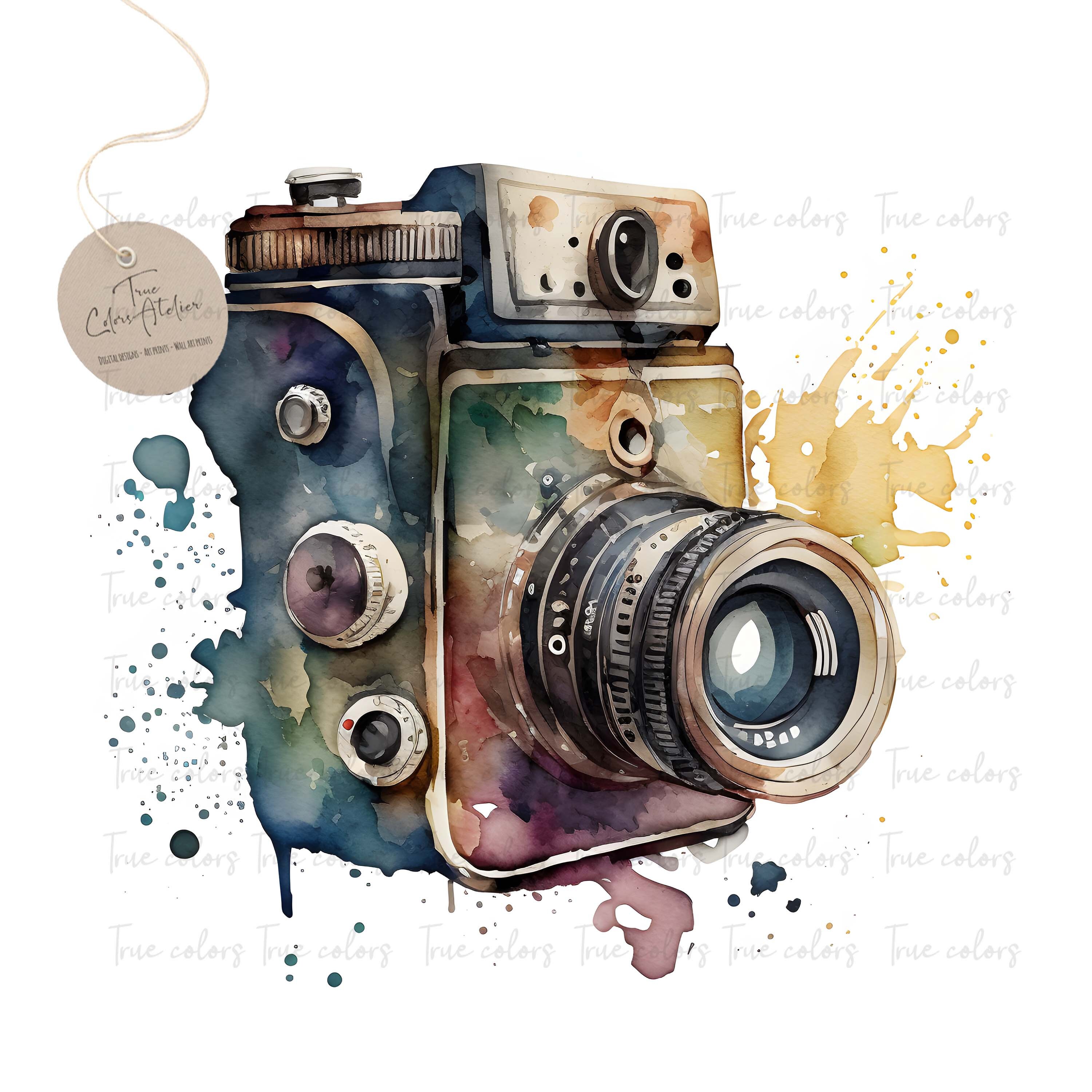 Retro Camera Watercolor Old Camera Print Camera Clipart Camera PNG ...