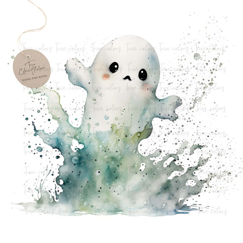 Cute Baby Ghost Clipart PNG Watercolor Cute Halloween - Etsy