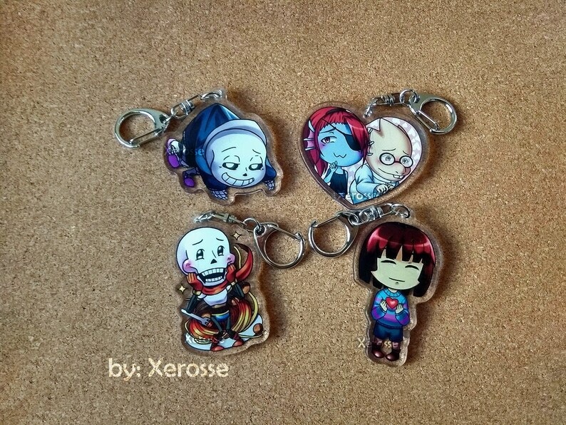 UNDERTALE Keychain Acrylic Charm / Sans Papyrus Frisk Chara Undyne ...