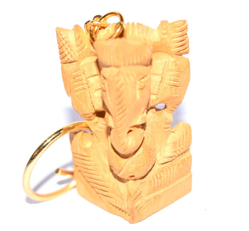 Ganesha Key Ring Wooden Hand Made Ganesh Elephant Keychain Elephant ...