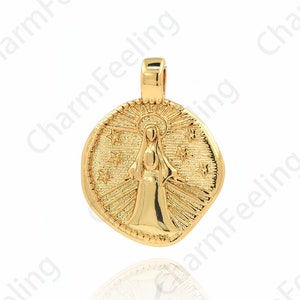 Maria Pendant,18k Gold Filled Virgin Mary Pendant, Virgin Necklace ...