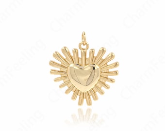 Gold Heart Charms,18k Gold Filled Heart Pendant,spiked Heart Charm ...
