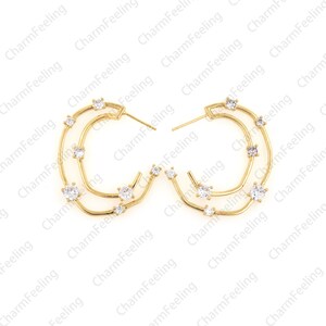 C-shaped Earrings, Mini Earrings, Personalized Earrings, Brass Earrings ...