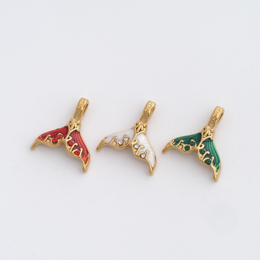 Stainless Steel Fishtail Pendant,cz Fishtail Charms,enamel Fishtail ...