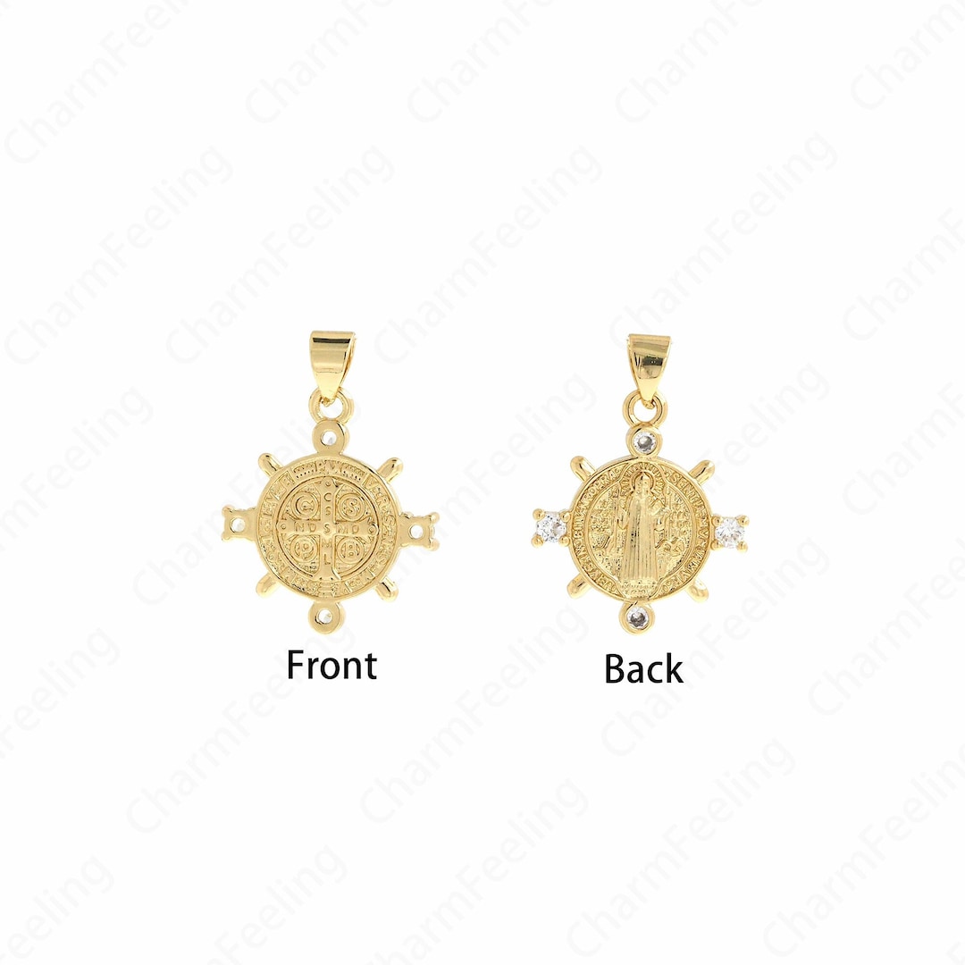 Jesus Pendant,dainty Christian Charm, 18K Gold Filled Round Charm ...