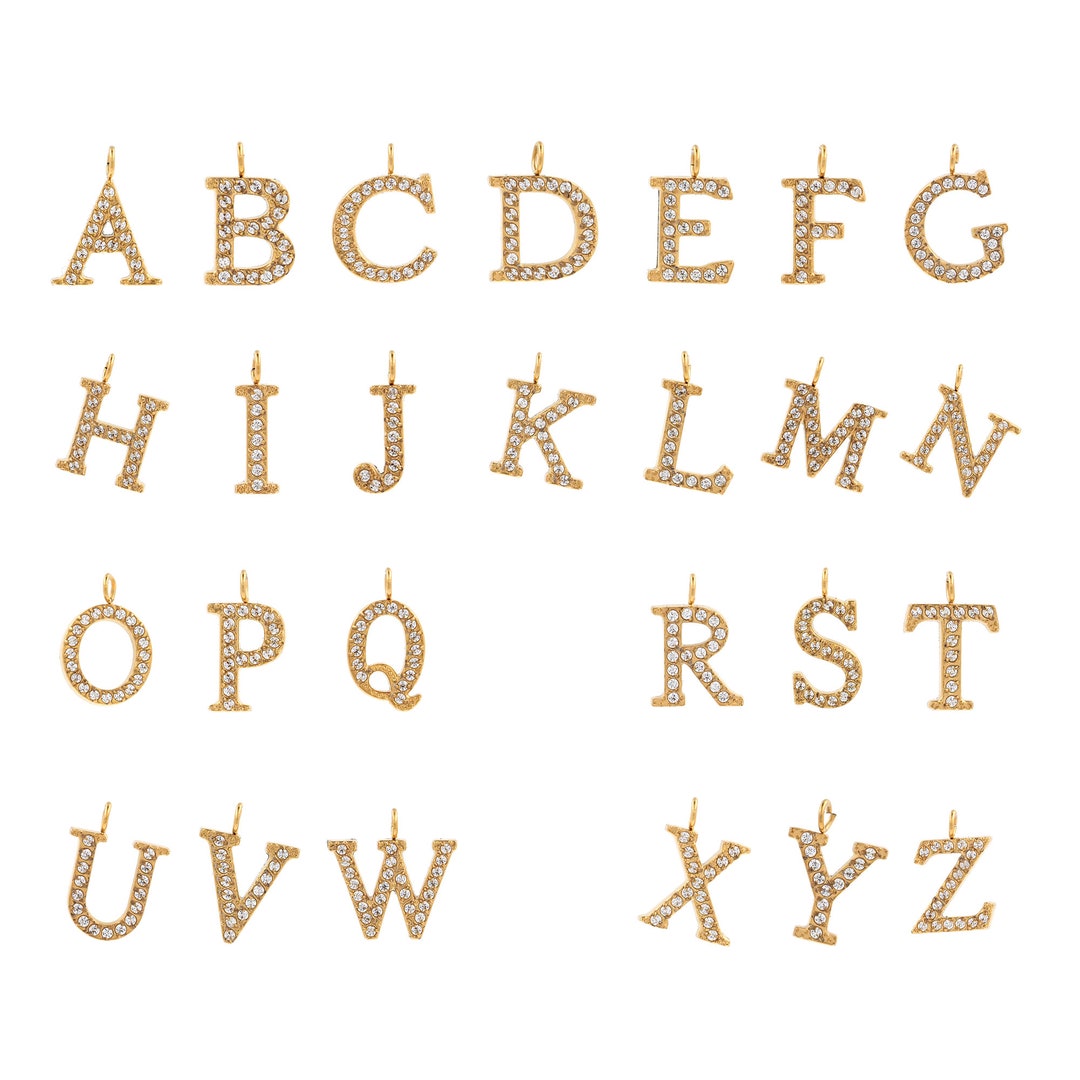 Stainless Steel Text Charm,18k Gold Filled 26 Letter Pendant,micropavé ...
