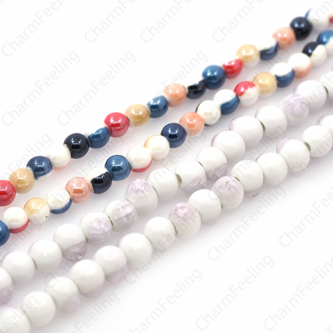 Hand-painted Ceramic, Painted Ceramic Beads, Round Spacing Beads ...