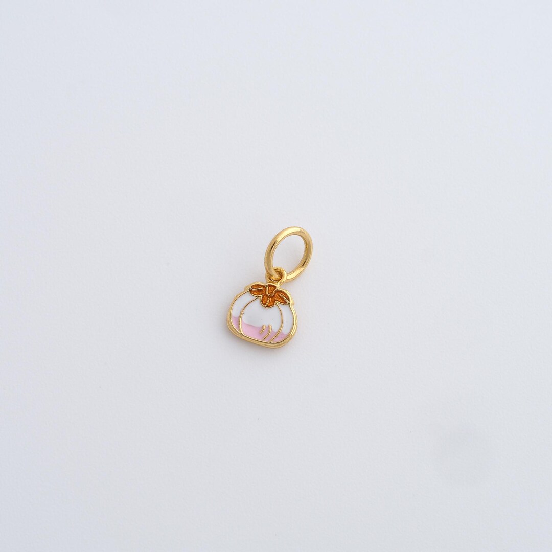 Enamel Peach Charm, 18K Gold Filled Fruit Pendant, Enamel Charm, DIY ...