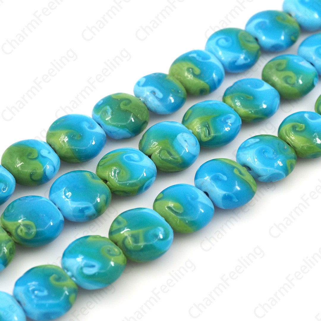 Oval Glass Beads, Stained Glass Beads, Murano Glass Jewelry, Oval ...