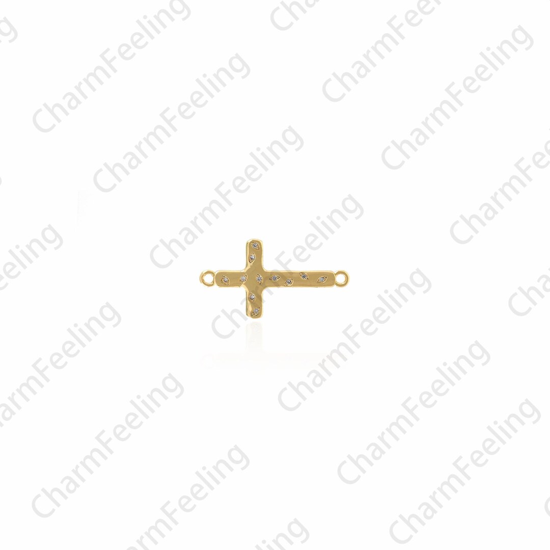 Cross Connector, Micro-pavé CZ Religious Connector, Christian Connector ...