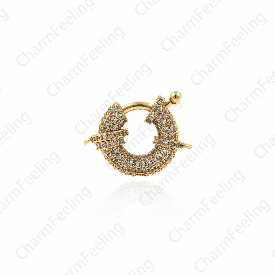 Micro-pave Round Spring Clasp Nautical Clasp Wheel Clasp CZ | Etsy