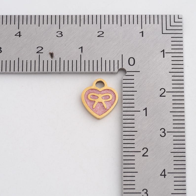 Heart Bow Charms,dainty Heart Charm, 18K Gold Filled Bow Pendant,diy ...