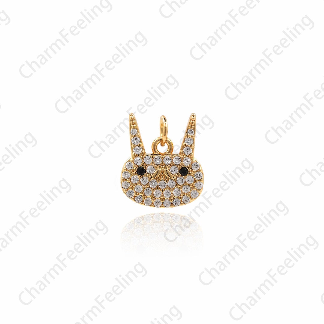 Filled Gold Garfield Pendant, Cat Charm, CZ Cat Necklace, DIY Jewelry ...