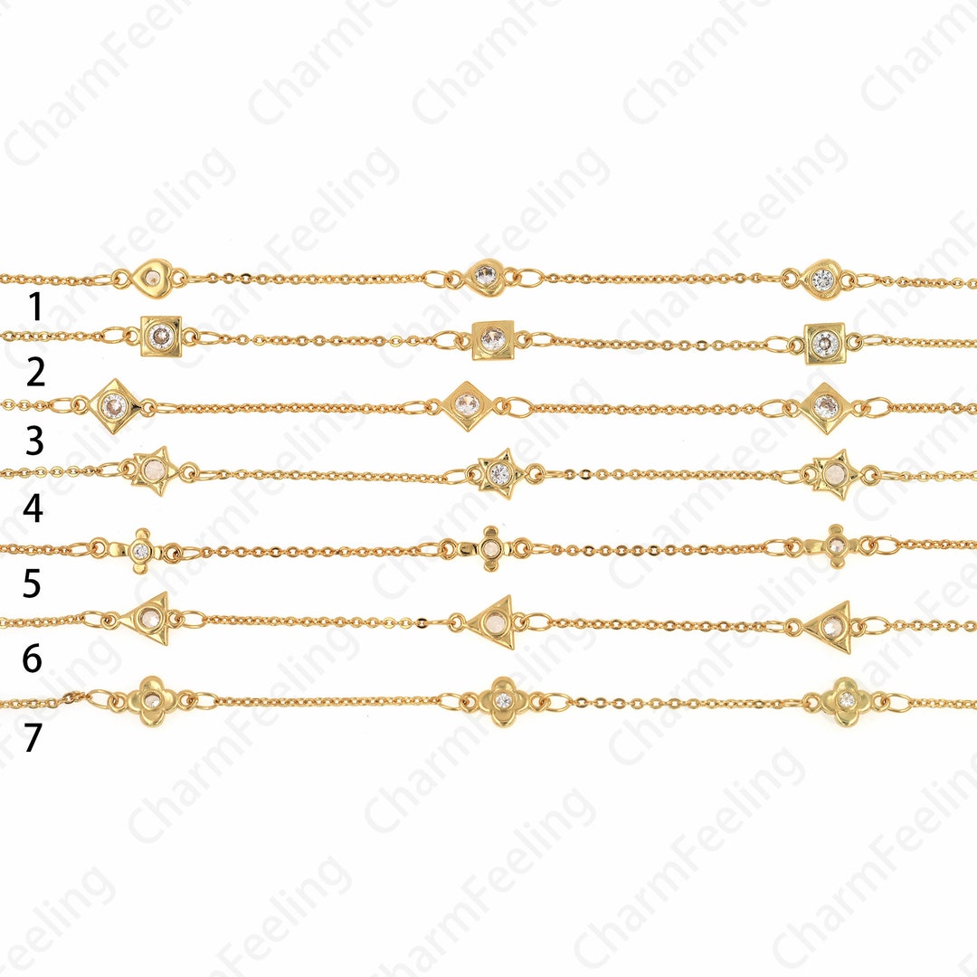 18K Gold Filled Pentagram Chain, Micropavé CZ Fashion Chain,unfinished ...