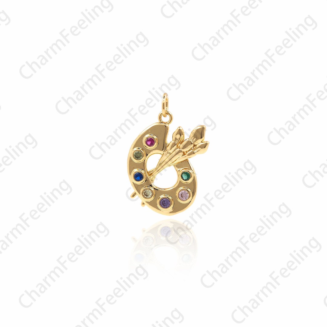 Palette Pendant, Artist Charm, Painter Charm, CZ Palette Necklace, DIY ...