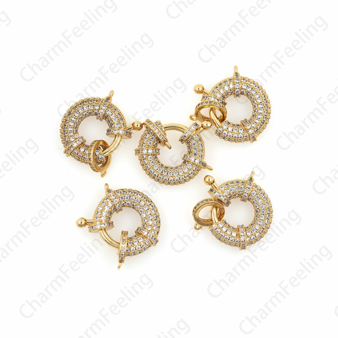 Micro-pave Round Spring Clasp Nautical Clasp Wheel Clasp CZ | Etsy