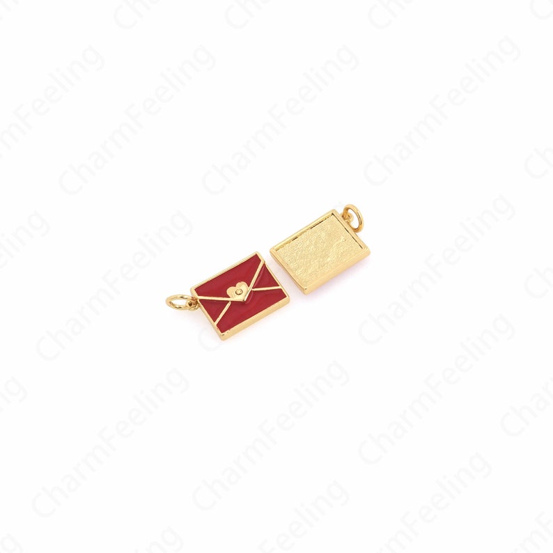 Envelope Pendant Letter Writing Charm 18K Gold Filled Enamel - Etsy