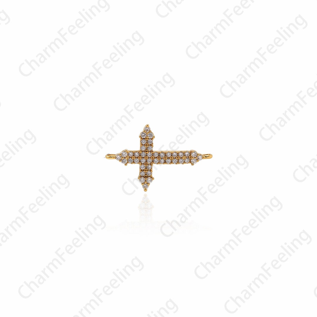 Micro-pave Cross Connector, Cross Pendant, Cross Charm, Christian Gift ...